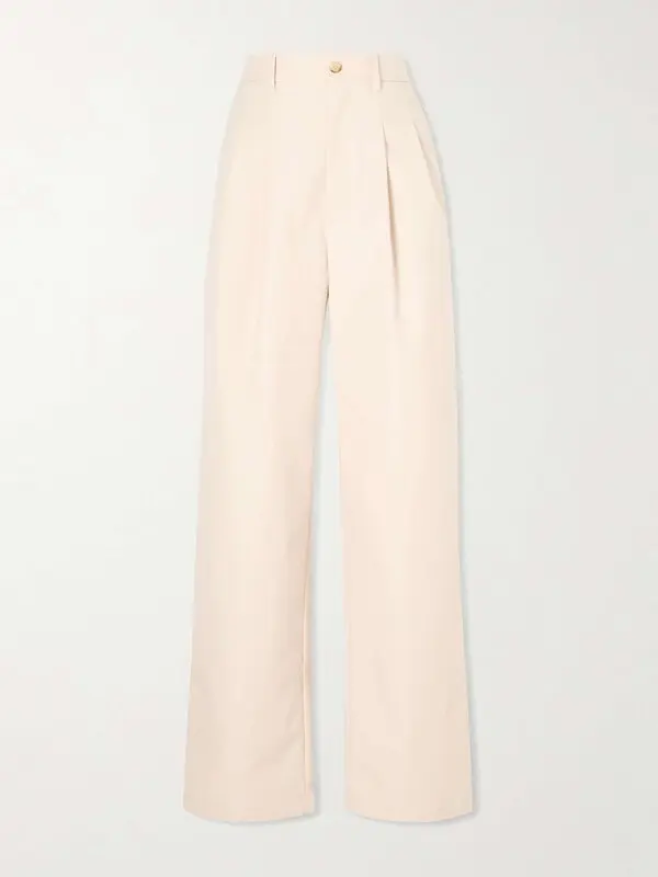 Wardrobe.NYC Pleated Cotton-blend Wide-leg Pants - Blush
