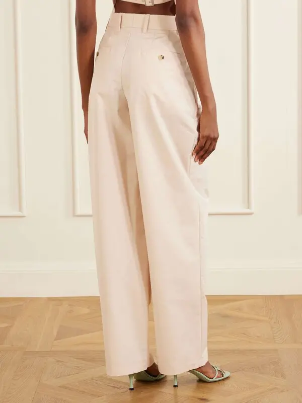 Wardrobe.NYC Pleated Cotton-blend Wide-leg Pants