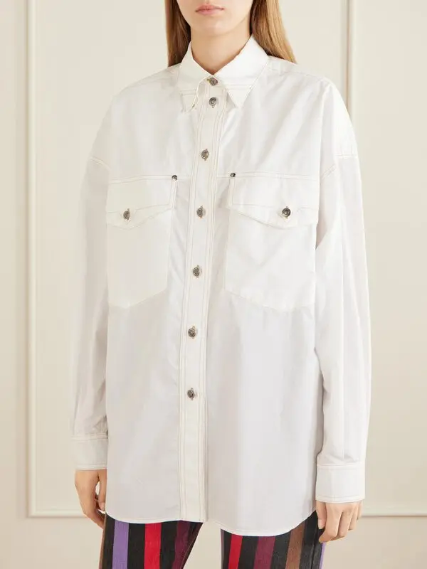 Versace Cotton Poplin Shirt With Contrast Stitching
