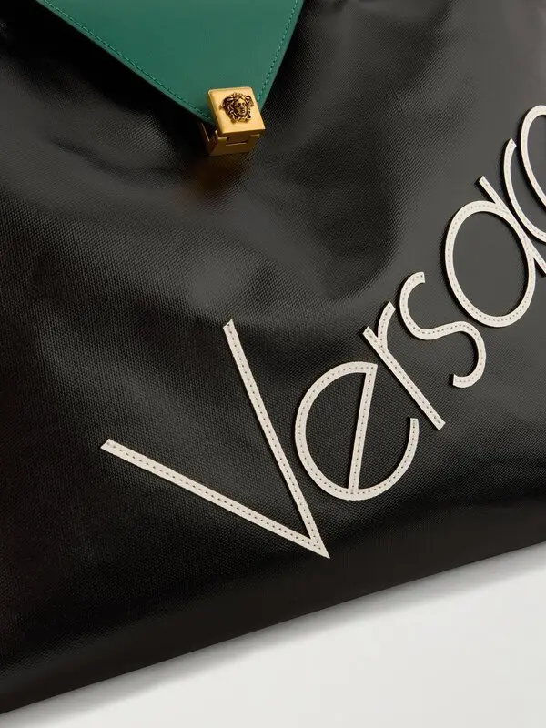 Versace Logo-appliquéd Coated Canvas Tote
