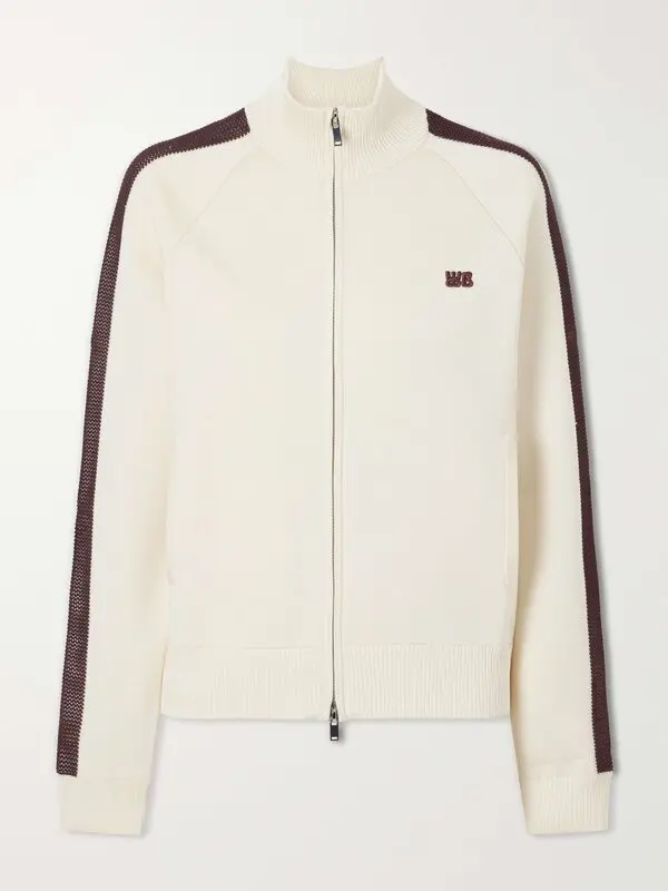 WALES BONNER Tide Logo-embroidered Knitted Jacket - Ivory