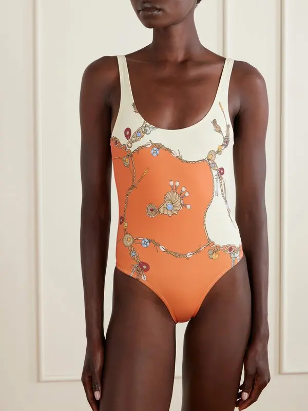 Versace Stolen Jewels Printed Swimsuit - Orange