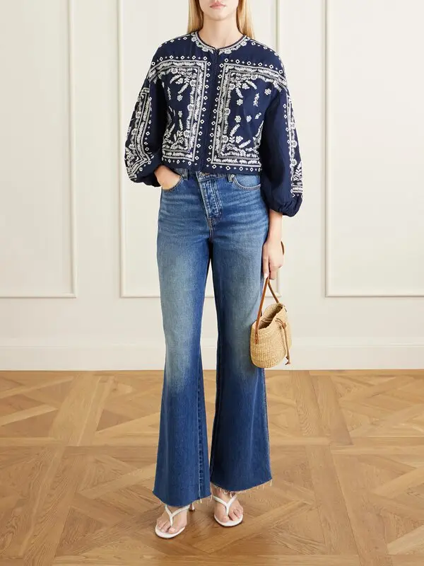 Veronica Beard Drake" Cropped Embroidered Jacket