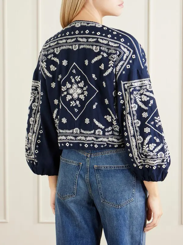 Veronica Beard Drake" Cropped Embroidered Jacket