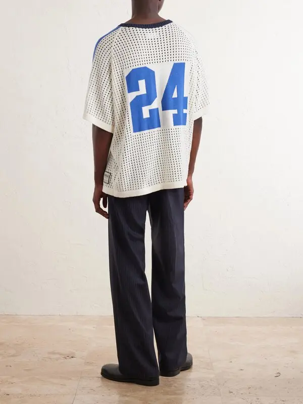 NAHMIAS Logo-jacquard Perforated Cotton T-shirt