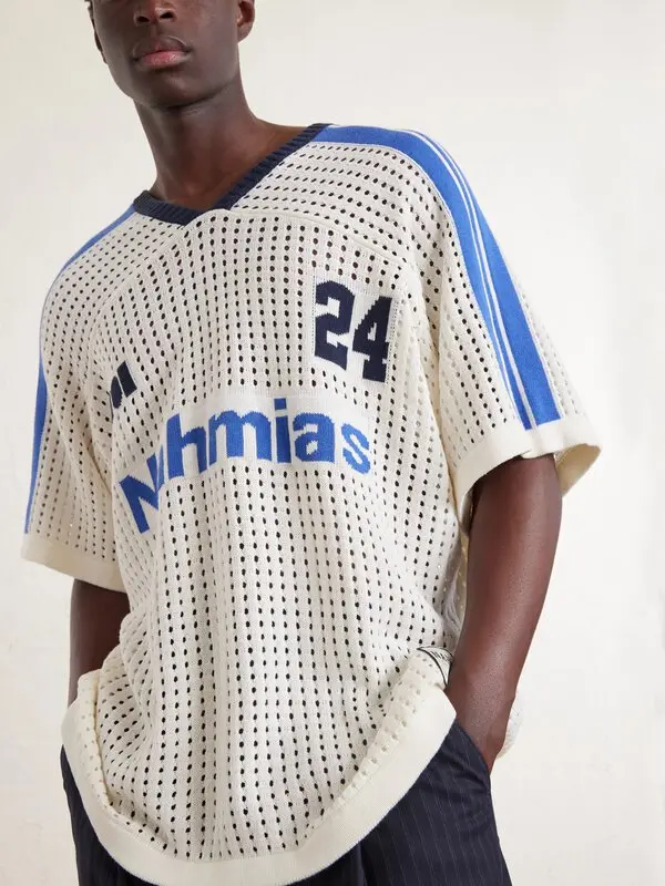 NAHMIAS Logo-jacquard Perforated Cotton T-shirt