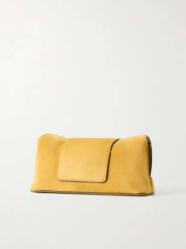 Versace Vivienne Logo-embellished Suede Clutch