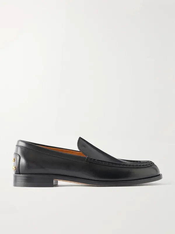 TOD'S Logo-debossed Studded Leather Loafers - Black