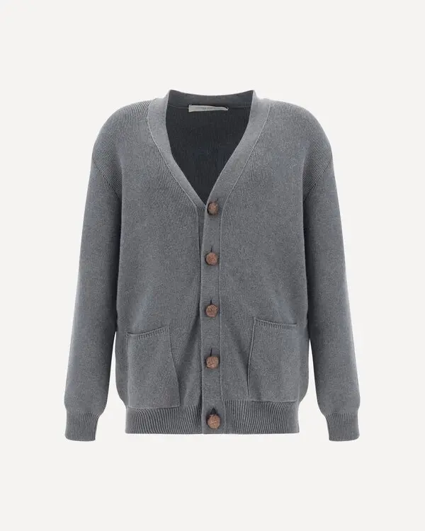 GOLDEN GOOSE V-neck Cardigan With Monogram Detail - Grey
