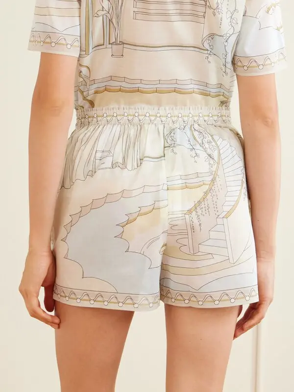 Tory Burch Printed Cotton Shorts - Neutrals