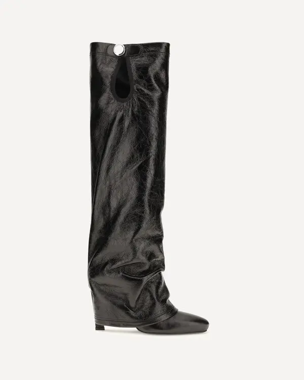 Attico Knee-high Eco-leather Boots - Black
