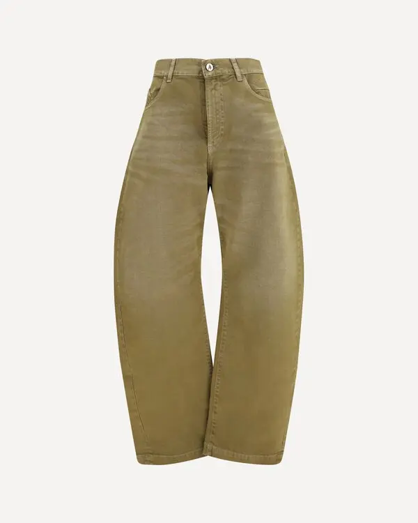 Attico Wide-leg Jeans With Back Belt Detail - Brown