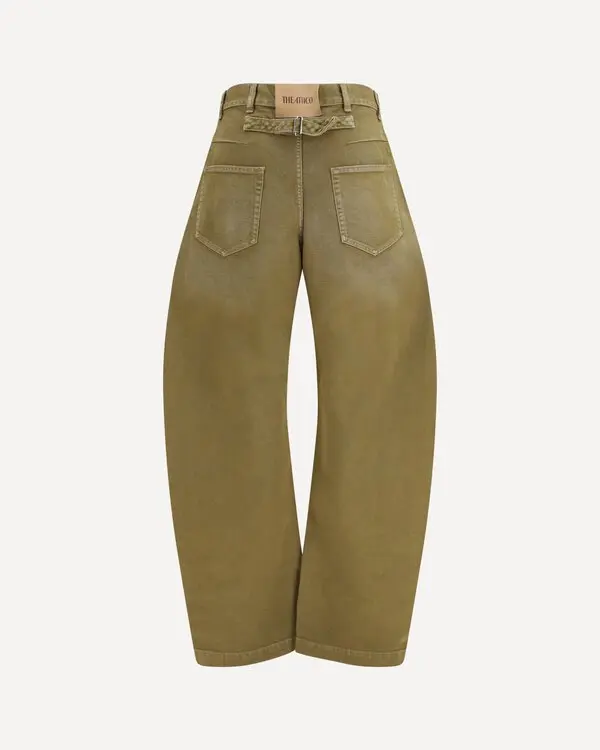 Attico Wide-leg Jeans With Back Belt Detail - Brown