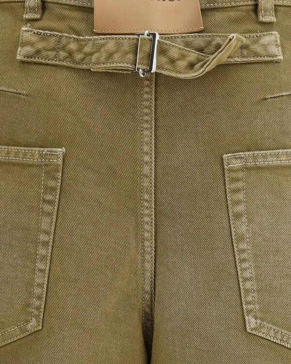 Attico Wide-leg Jeans With Back Belt Detail - Brown