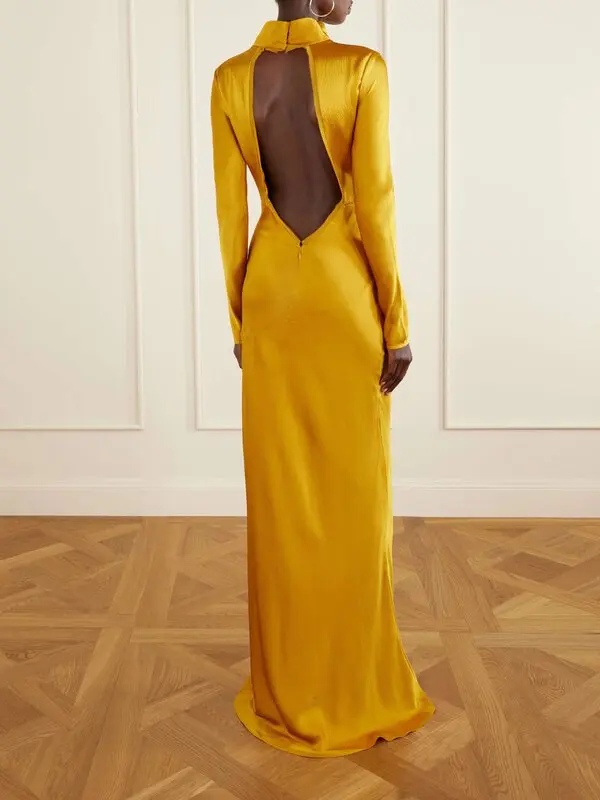 Tove Gio Open-back Silk-cloqué Maxi Dress