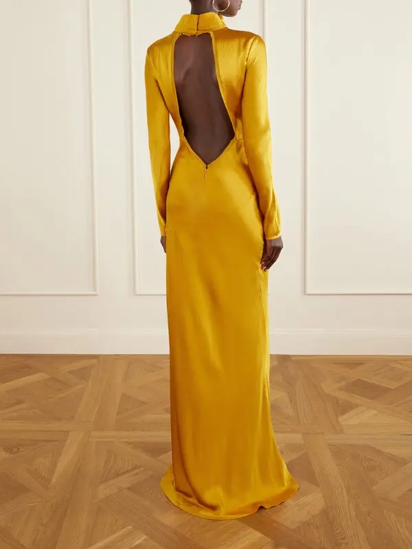 Tove Gio Open-back Silk-cloqué Maxi Dress - Yellow