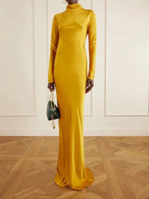 Tove Gio Open-back Silk-cloqué Maxi Dress - Yellow