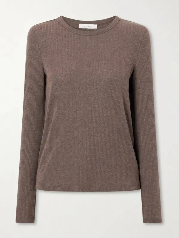 Max Mara Ribbed Jersey T-shirt - Brown