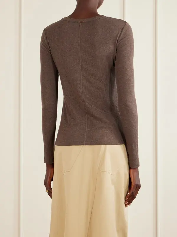 Max Mara Ribbed Jersey T-shirt - Brown