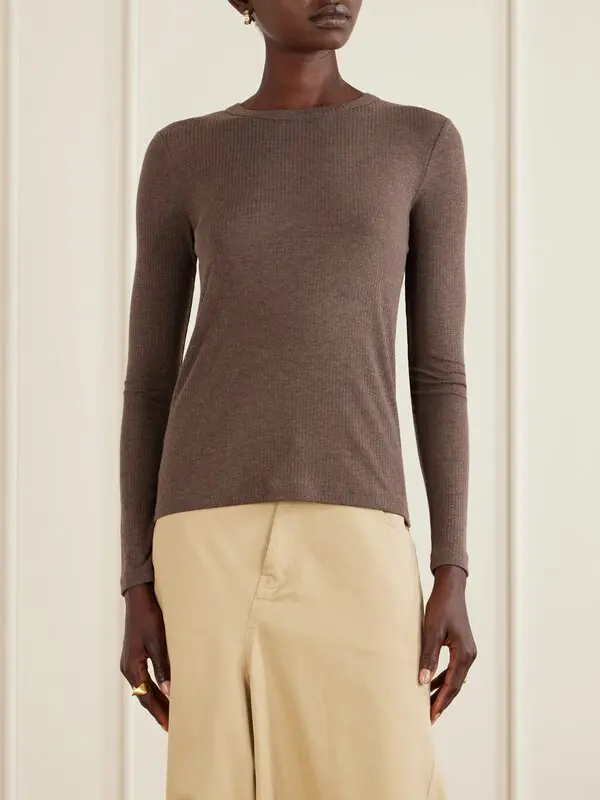 Max Mara Ribbed Jersey T-shirt - Brown