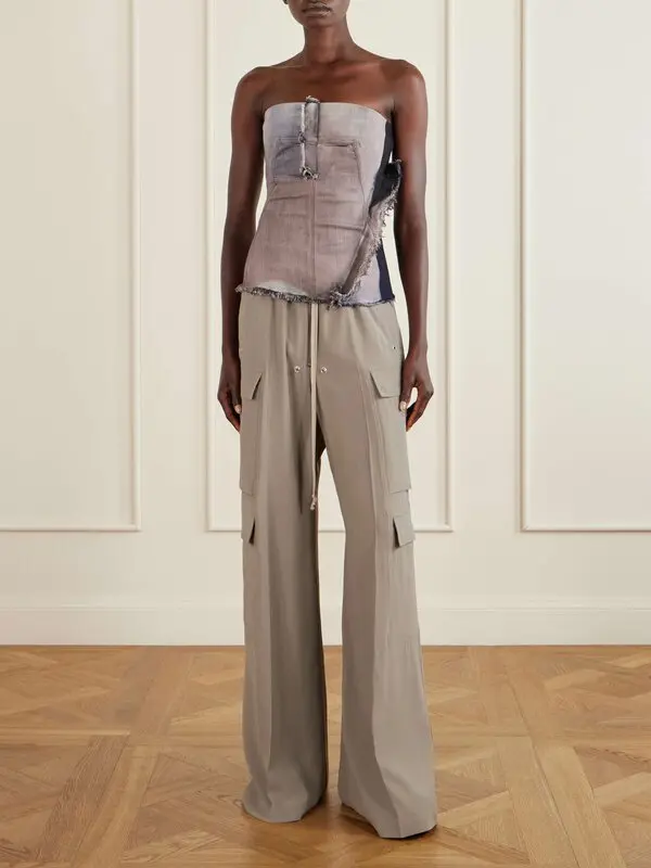 Rick Owens Frayed Denim Bustier Top