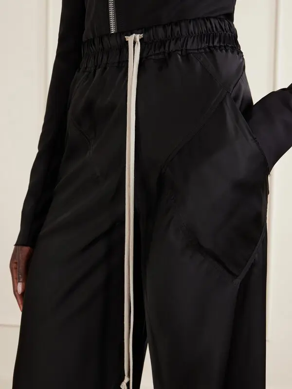 Rick Owens Charmeuse Wide-leg Drawstring Pants - Black