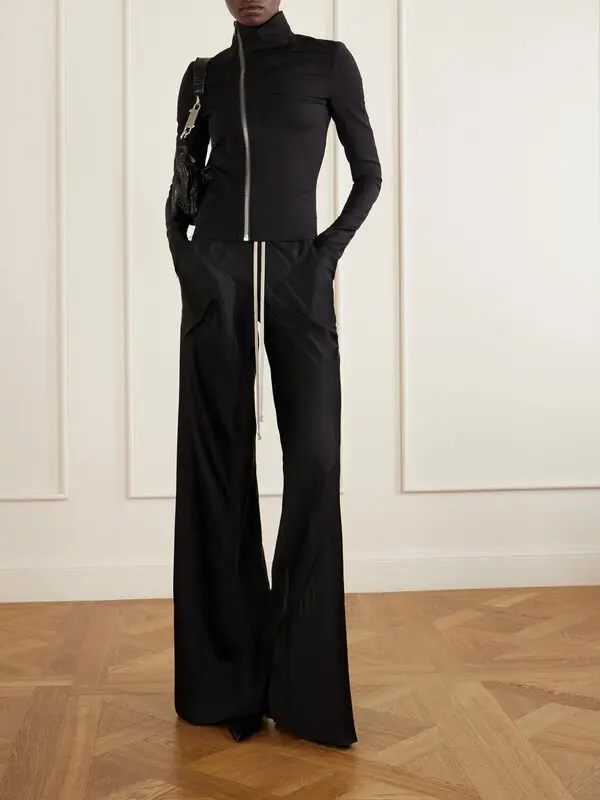 Rick Owens Charmeuse Wide-leg Drawstring Pants - Black