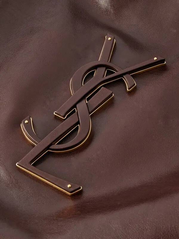 Saint Laurent Icare Maxi Cassandre-appliquéd Suede Tote - Brown