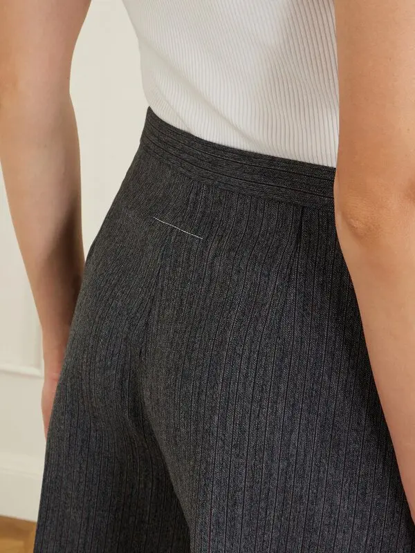 MAISON MARGIELA Striped Pleated Mélange-twill Shorts - Gray