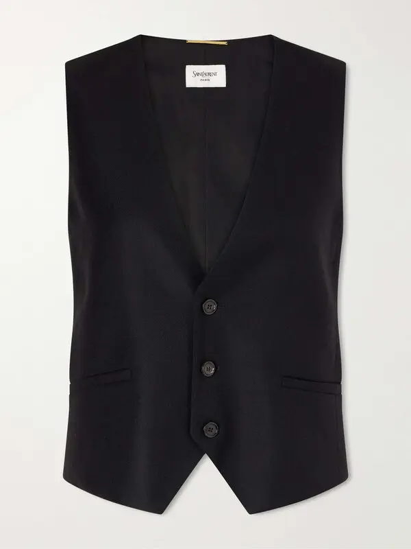 Saint Laurent Cashmere-twill Gilet - Black