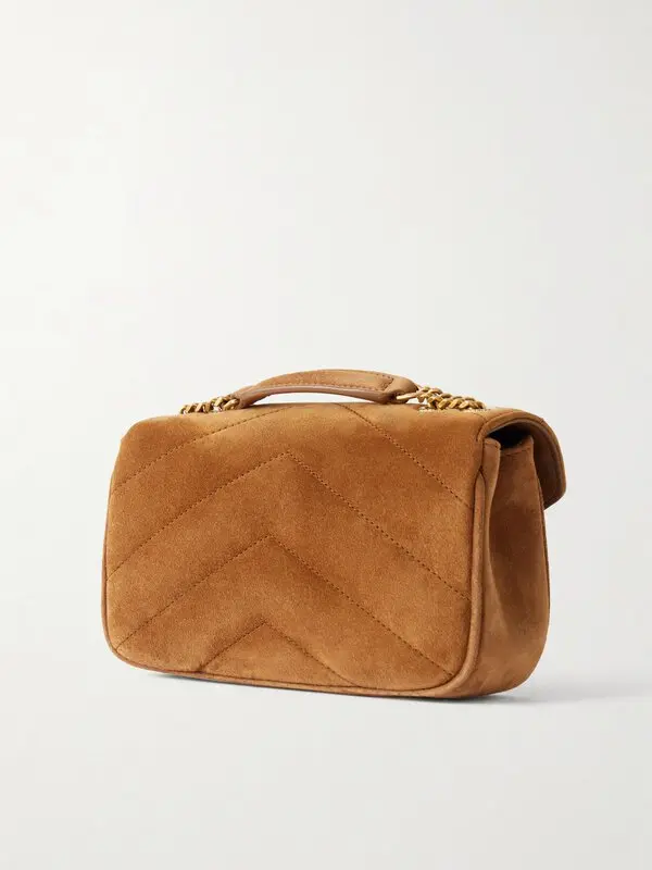 Saint Laurent Loulou Cassandra-embellished Suede Shoulder Bag