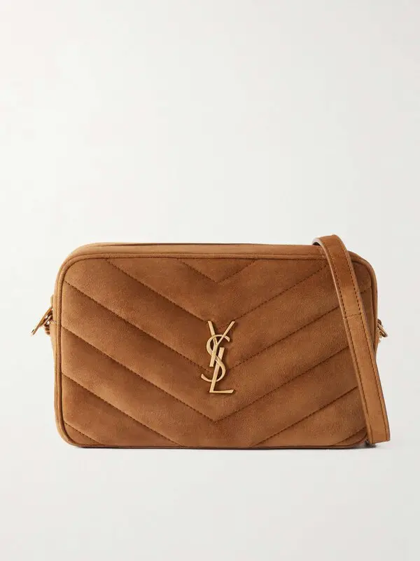 Saint Laurent Loulou Cassandra-embellished Suede Shoulder Bag - Camel