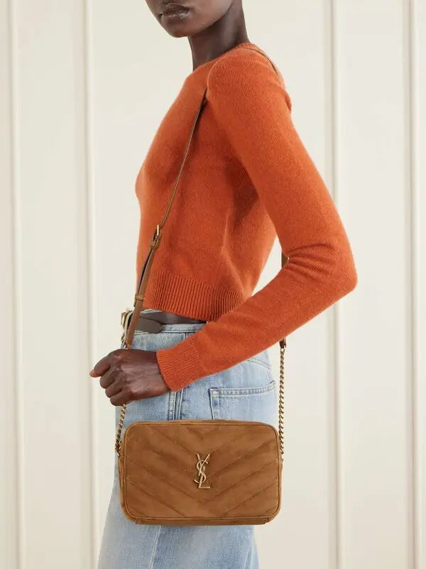 Saint Laurent Loulou Cassandra-embellished Suede Shoulder Bag