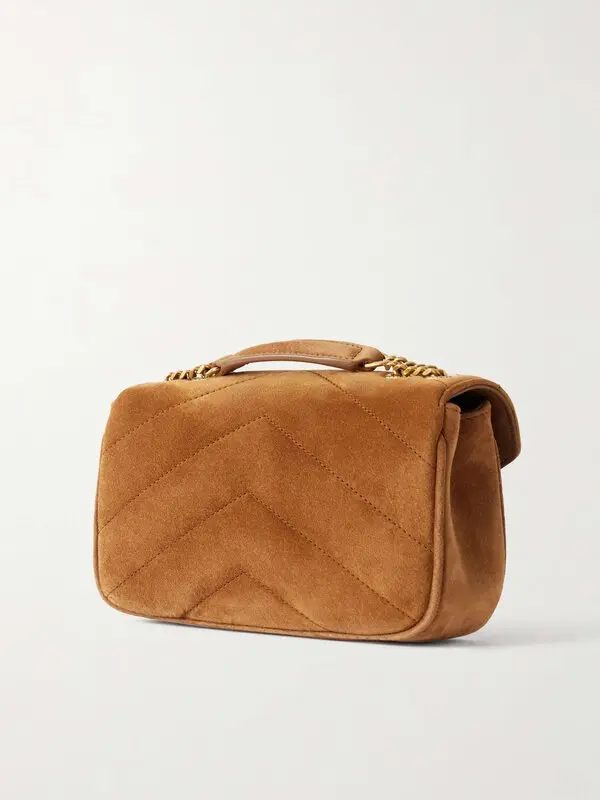 Saint Laurent Loulou Cassandra-embellished Suede Shoulder Bag