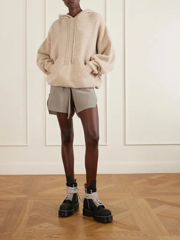 Rick Owens Hun' Alpaca And Wool-blend Hoodie - Neutrals
