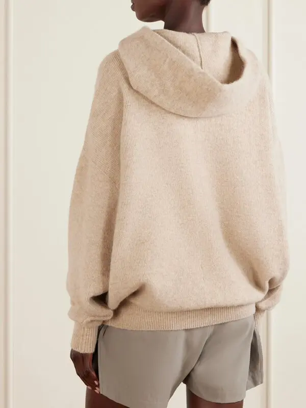 Rick Owens Hun' Alpaca And Wool-blend Hoodie - Neutrals