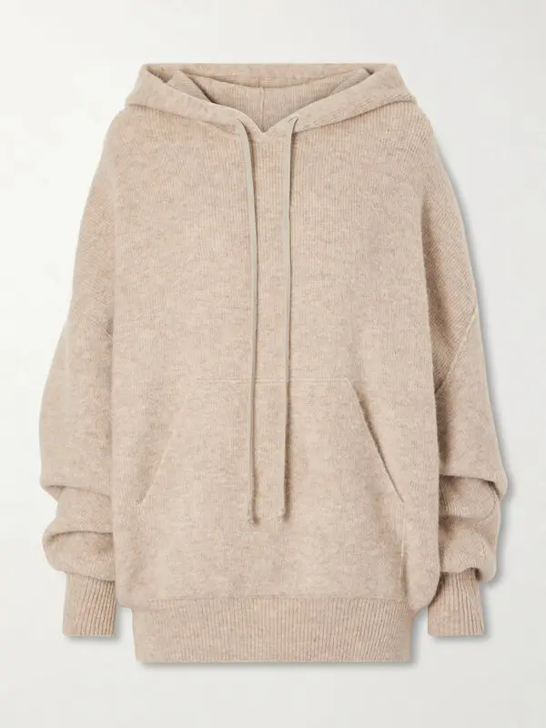 Rick Owens Hun' Alpaca And Wool-blend Hoodie - Neutrals