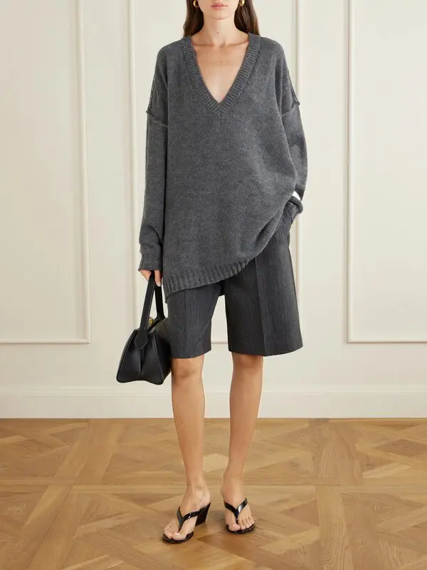 MAISON MARGIELA Oversized Wool And Alpaca-blend V-neck Sweater