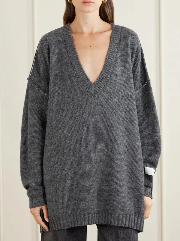 MAISON MARGIELA Oversized Wool And Alpaca-blend V-neck Sweater