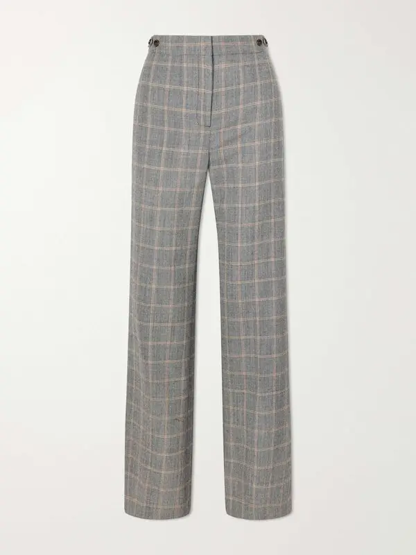 Stella McCartney Checked Wool Straight-leg Pants - Gray