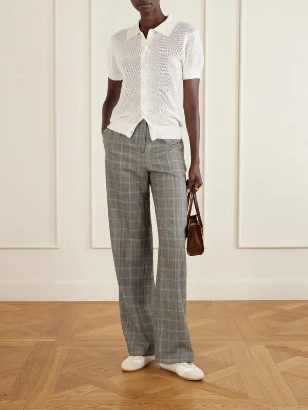 Stella McCartney Checked Wool Straight-leg Pants - Gray