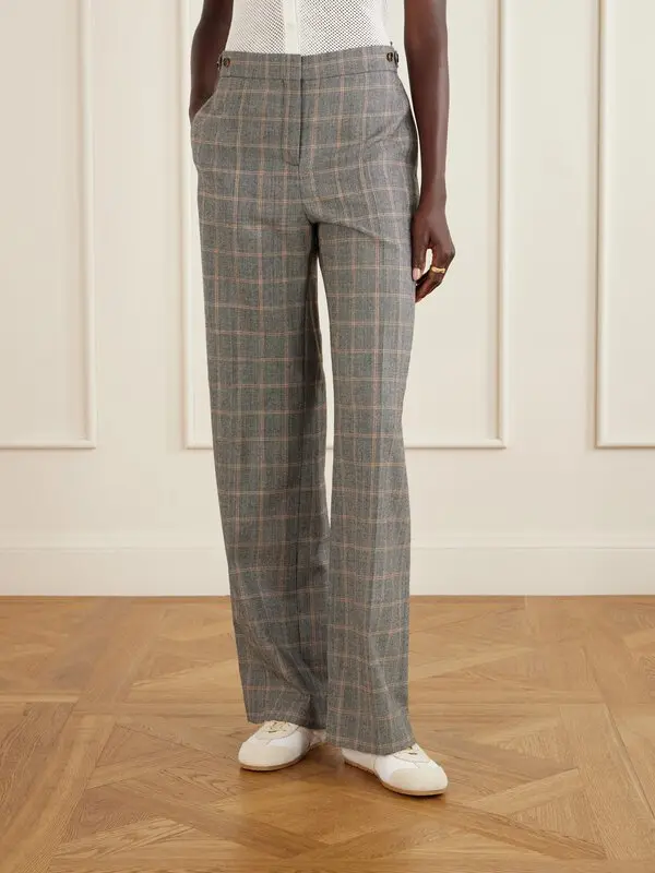 Stella McCartney Checked Wool Straight-leg Pants - Gray
