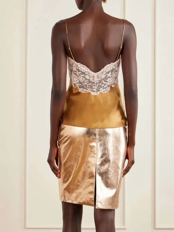 Saint Laurent Lace-trimmed Silk-satin Camisole