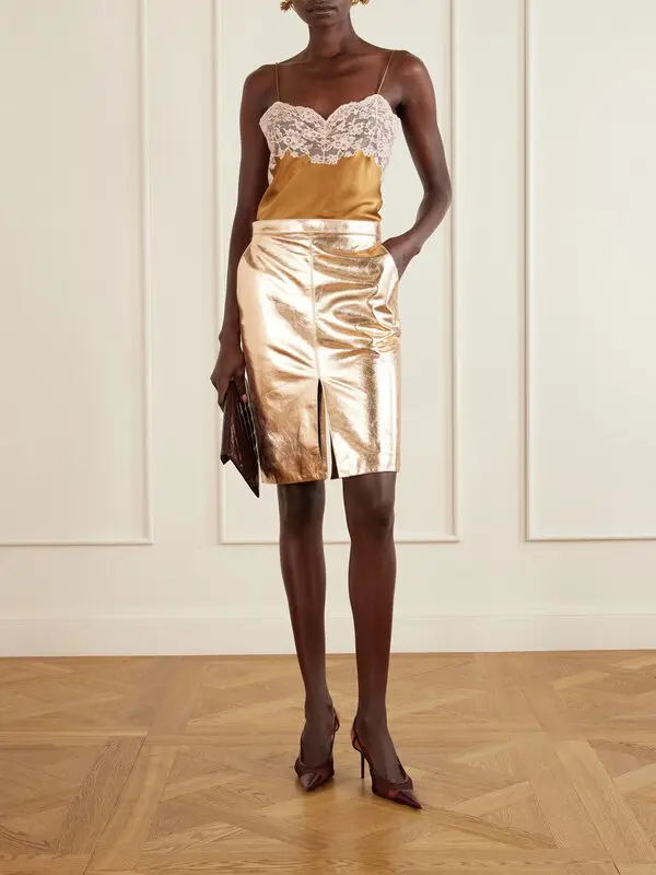 Saint Laurent Lace-trimmed Silk-satin Camisole