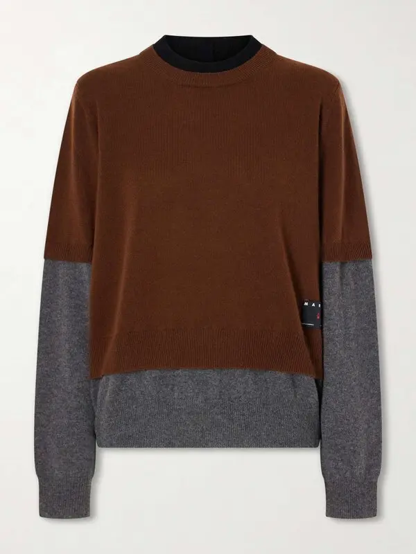 Marni Logo-appliquéd Cashmere Cardigan - Brown
