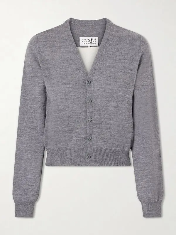 MAISON MARGIELA V-neck Wool-blend Cardigan - Gray