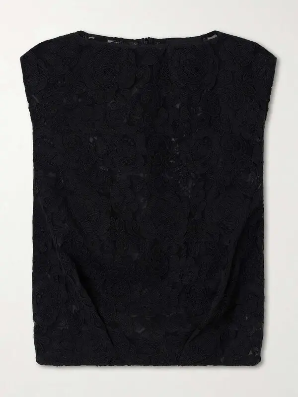 Simone Rocha Cropped Floral-embroidered Lace Blouse