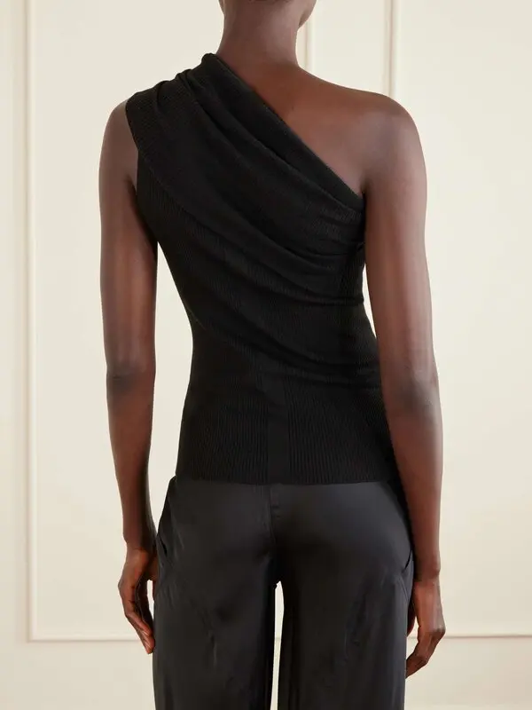 Rick Owens Athena One-shoulder Ribbed-knit Wool Top