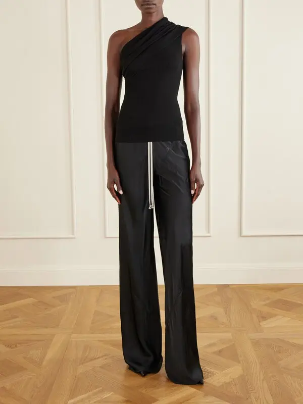 Rick Owens Athena One-shoulder Ribbed-knit Wool Top