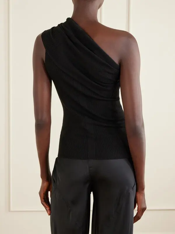 Rick Owens Athena One-shoulder Ribbed-knit Wool Top